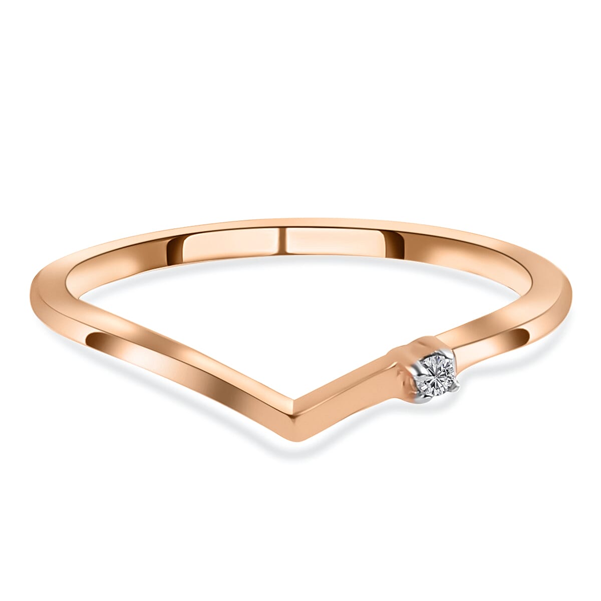 Diamond Wishbone Ring in Rose Gold Plated Sterling Silver - 3632723 - TJC