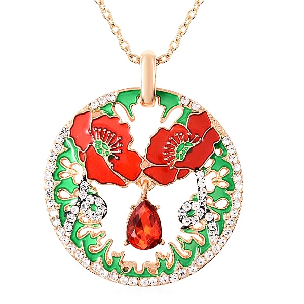 TJC Design - Simulated Ruby and White Austrian Crystal Enamelled ...