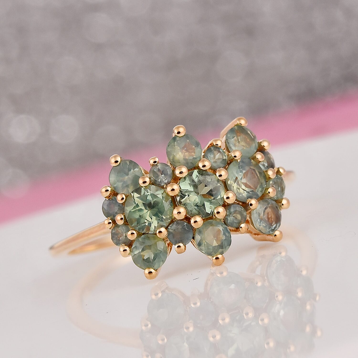 1.50 Ct Narsipatnam Alexandrite Boat Cluster Ring in 9K Yellow Gold ...