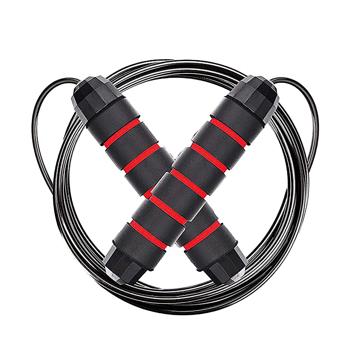 Memory Foam Adjustable Skipping Jump Rope - Black and Red - 3641938 - TJC