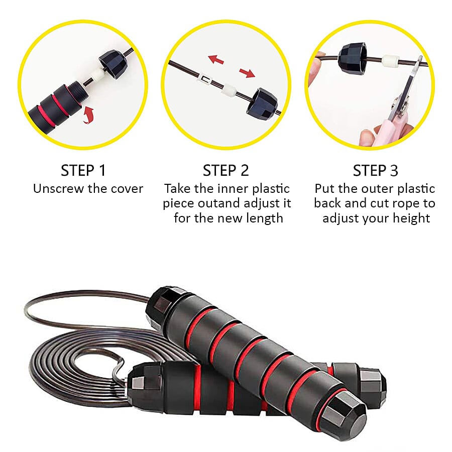 Memory Foam Adjustable Skipping Jump Rope - Black and Red - 3641938 - TJC