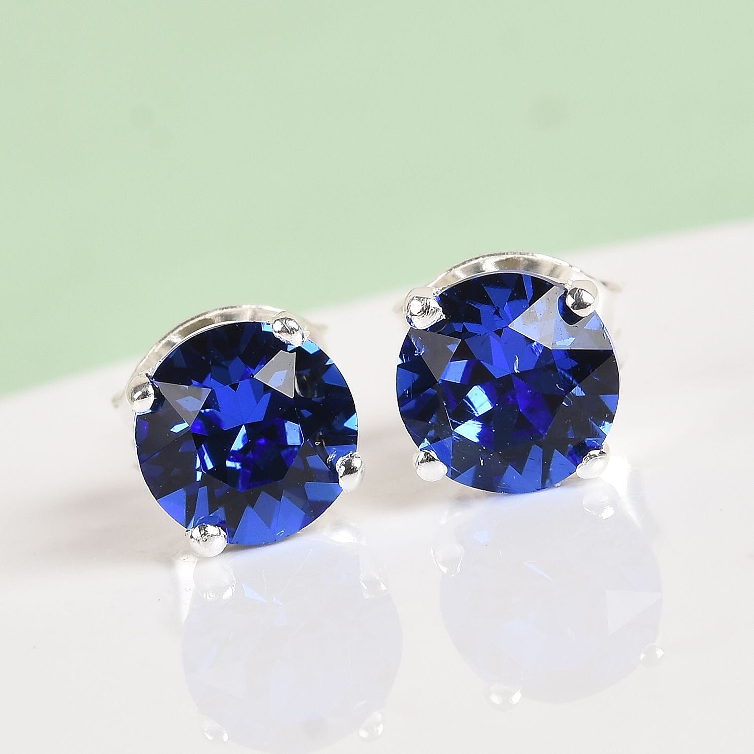 Lustro Stella Sapphire Crystal Stud Solitaire Earrings in Sterling ...