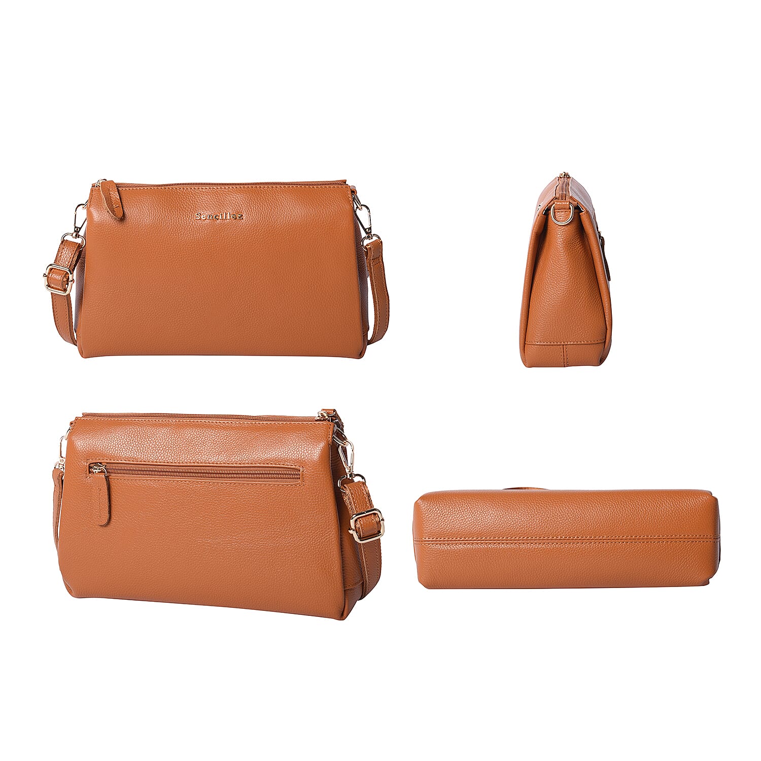SENCILLEZ 100% Genuine Leather Crossbody Bag with Adjustable Shoulder ...