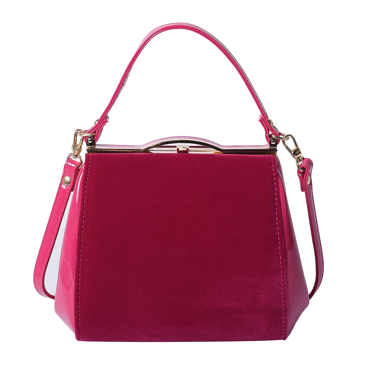 BOUTIQUE COLLECTION Fuchsia Satchel Bag with Detachable Shoulder Strap ...