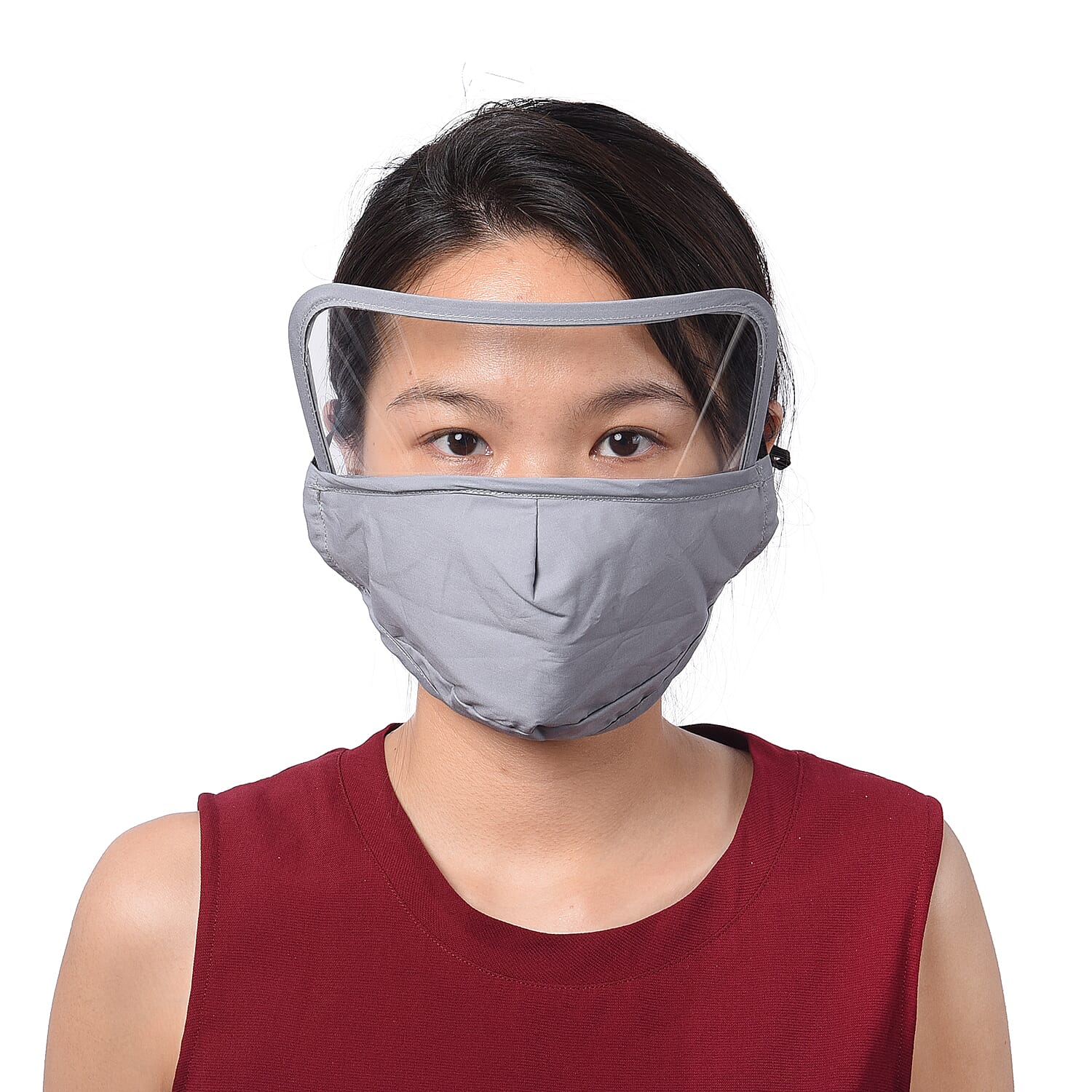 Reusable Face Covering with Eye Shield and Adjustable Ear Loop in Grey ...
