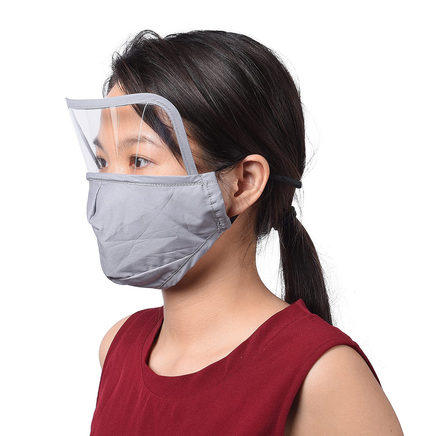 Reusable Face Covering with Eye Shield and Adjustable Ear Loop in Grey ...