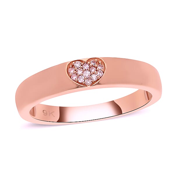 9K Rose Gold Natural Pink Diamond Heart Band Ring - 3677369 - TJC