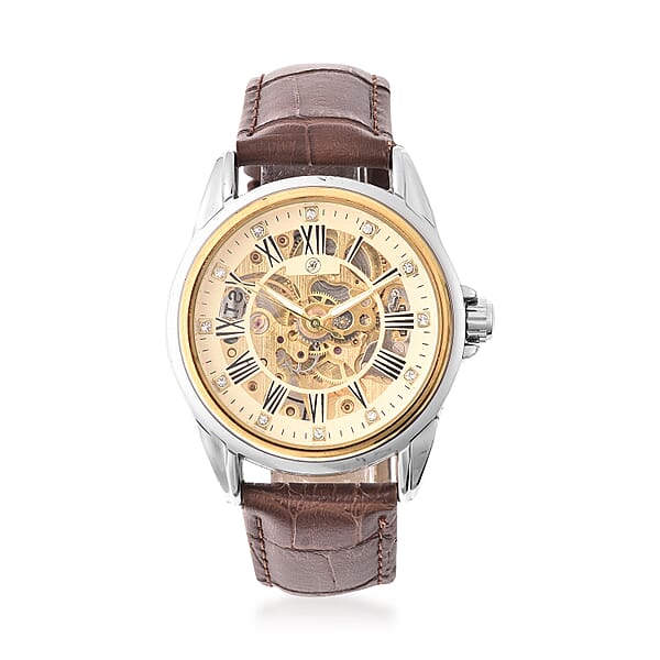 GENOA Automatic Mechanical Movement White Austrian Crystal Studded ...