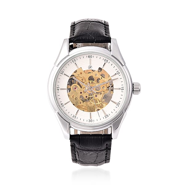 GENOA Automatic Mechanical Movement White Dial Water Resistant Skeleton ...