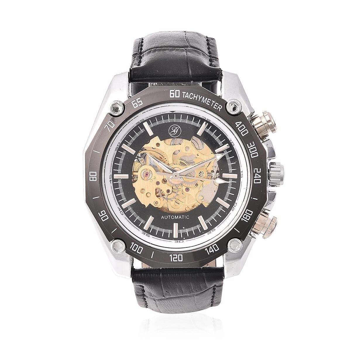GENOA Automatic Mechanical Movement Black Dial Water Resistant Skeleton ...