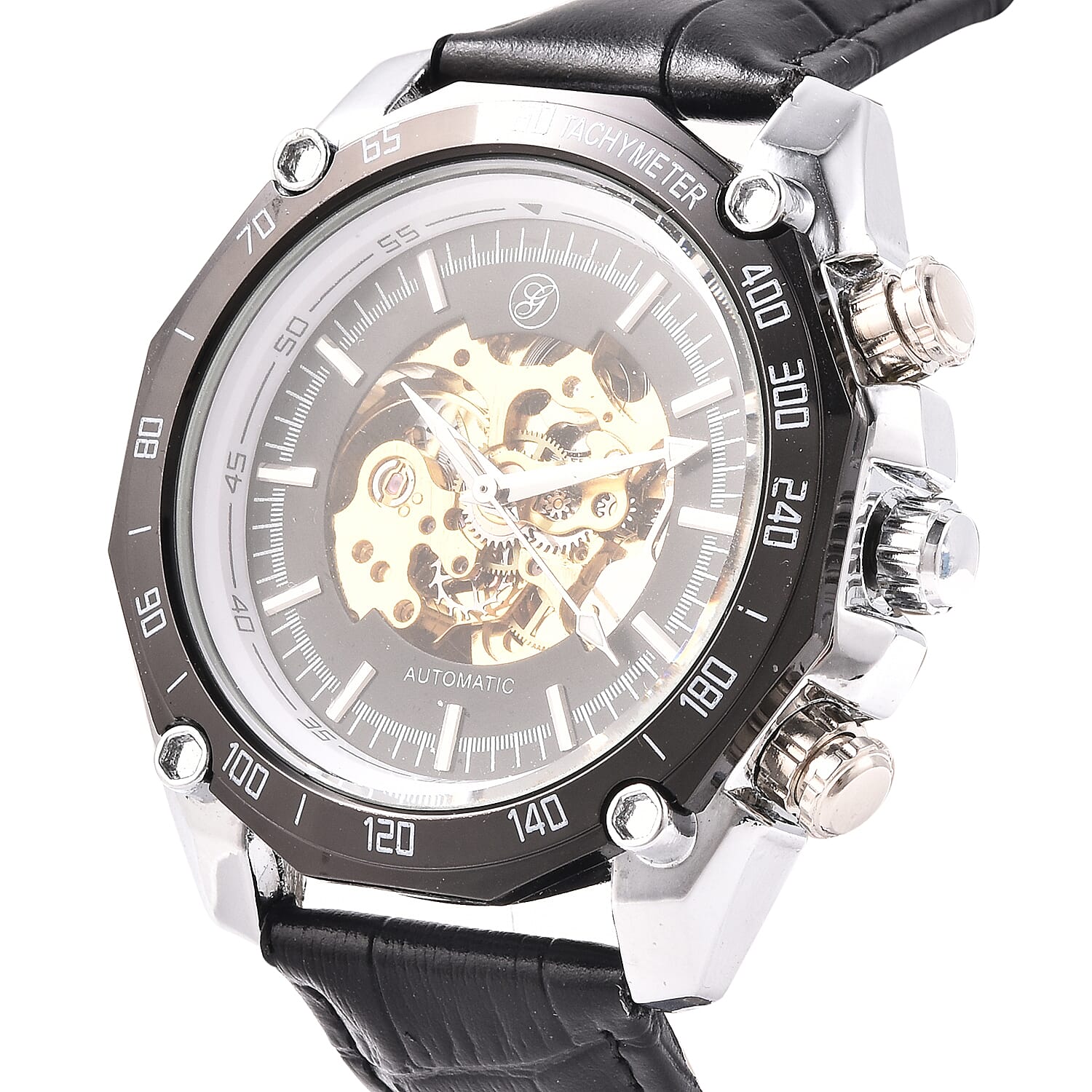 GENOA Automatic Mechanical Movement Black Dial Water Resistant Skeleton ...