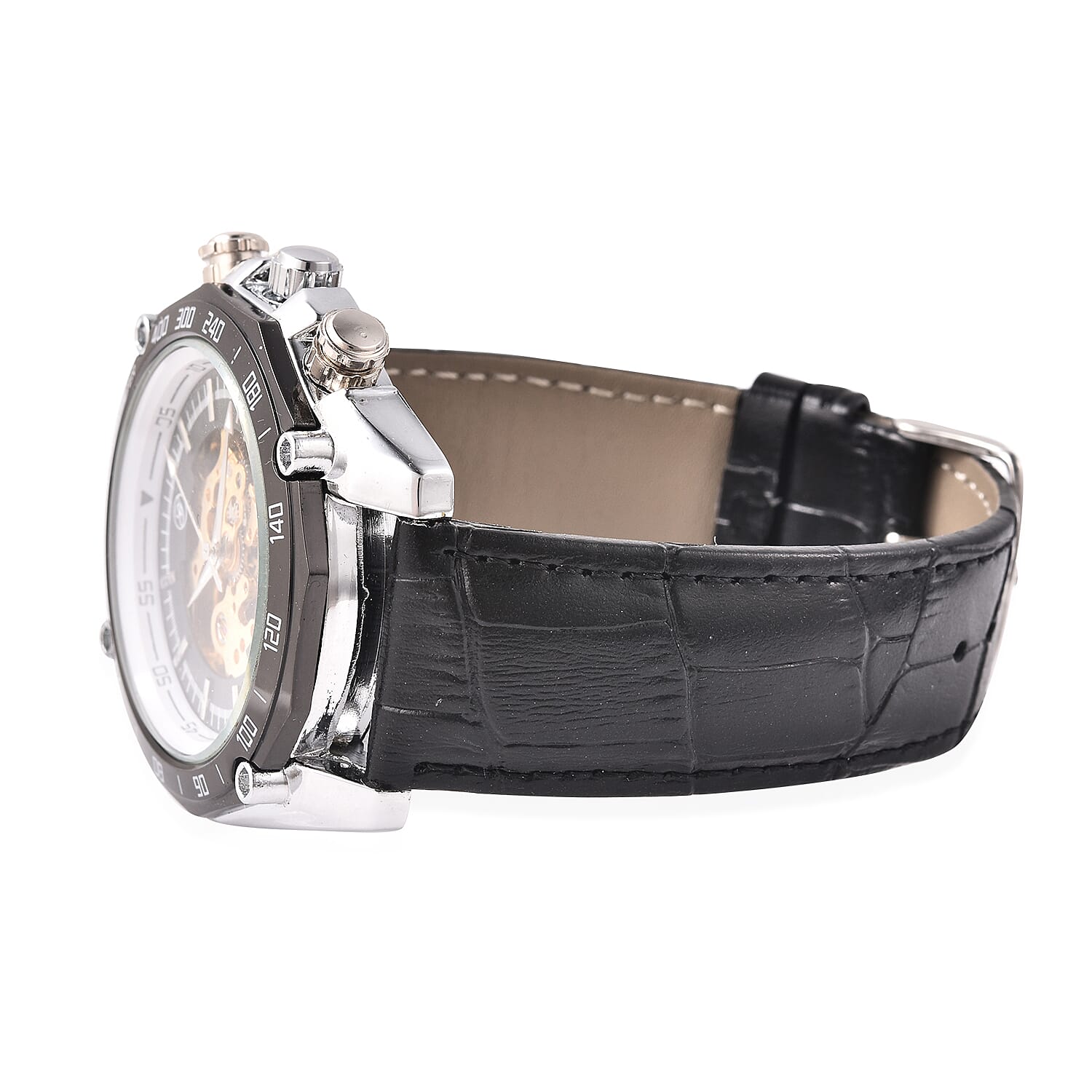 GENOA Automatic Mechanical Movement Black Dial Water Resistant Skeleton ...