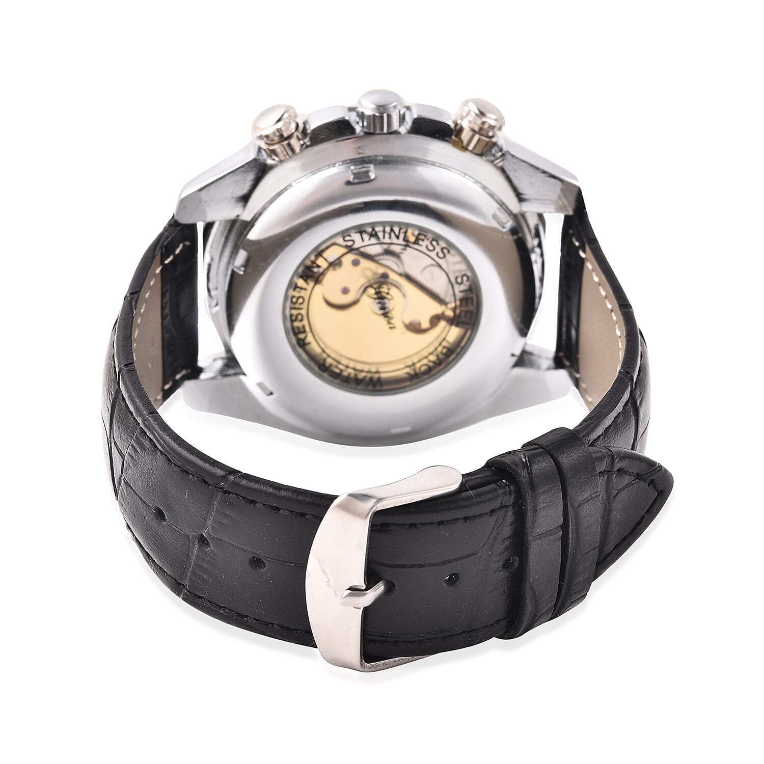 GENOA Automatic Mechanical Movement Black Dial Water Resistant Skeleton ...
