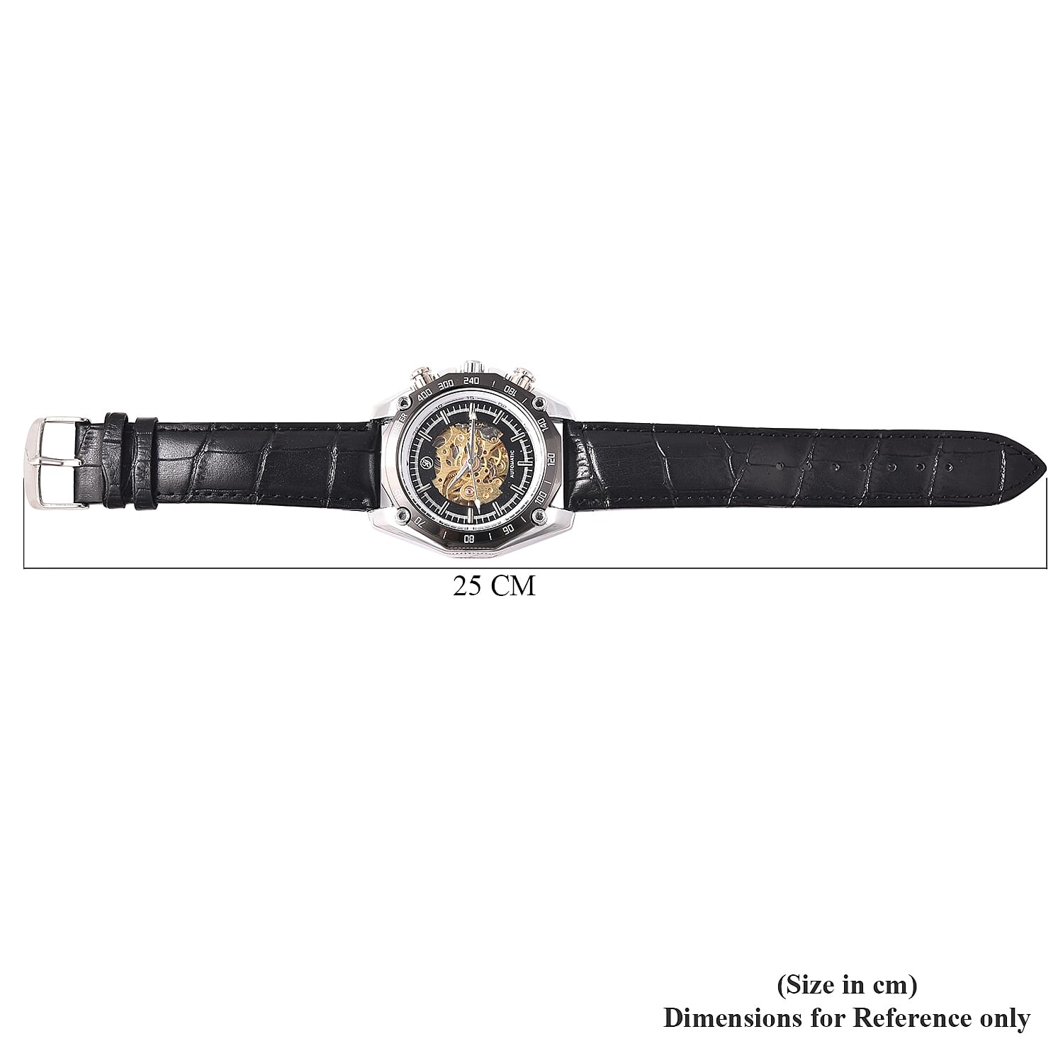 GENOA Automatic Mechanical Movement Black Dial Water Resistant Skeleton ...