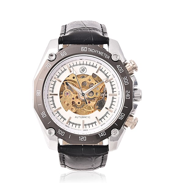 GENOA Automatic Mechanical Movement White Dial Water Resistant Skeleton ...