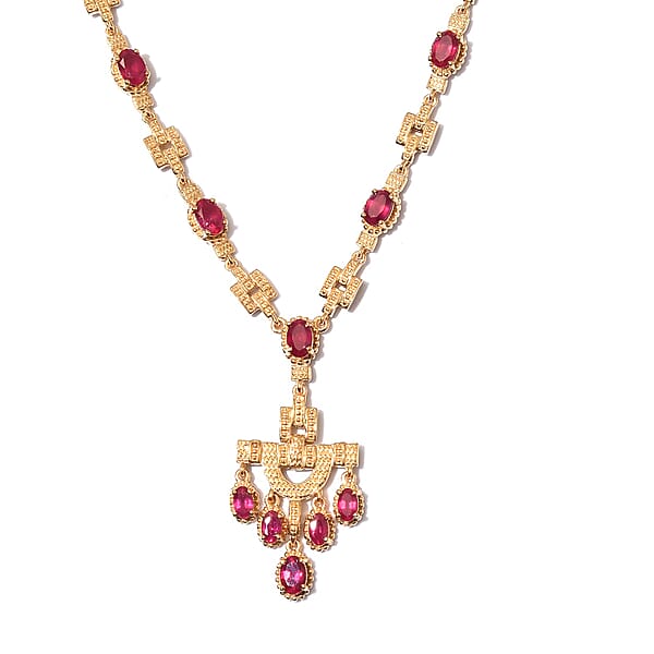 African Ruby (FF) Necklace (Size 18) in 14K Gold Overlay Sterling ...