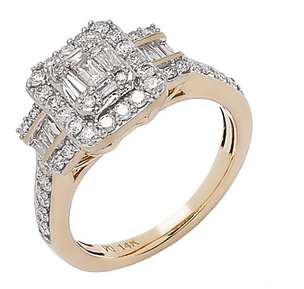 NY Close Out 14K Yellow Gold Diamond (I1-I2/G-J) Ring 1.01 Ct ...