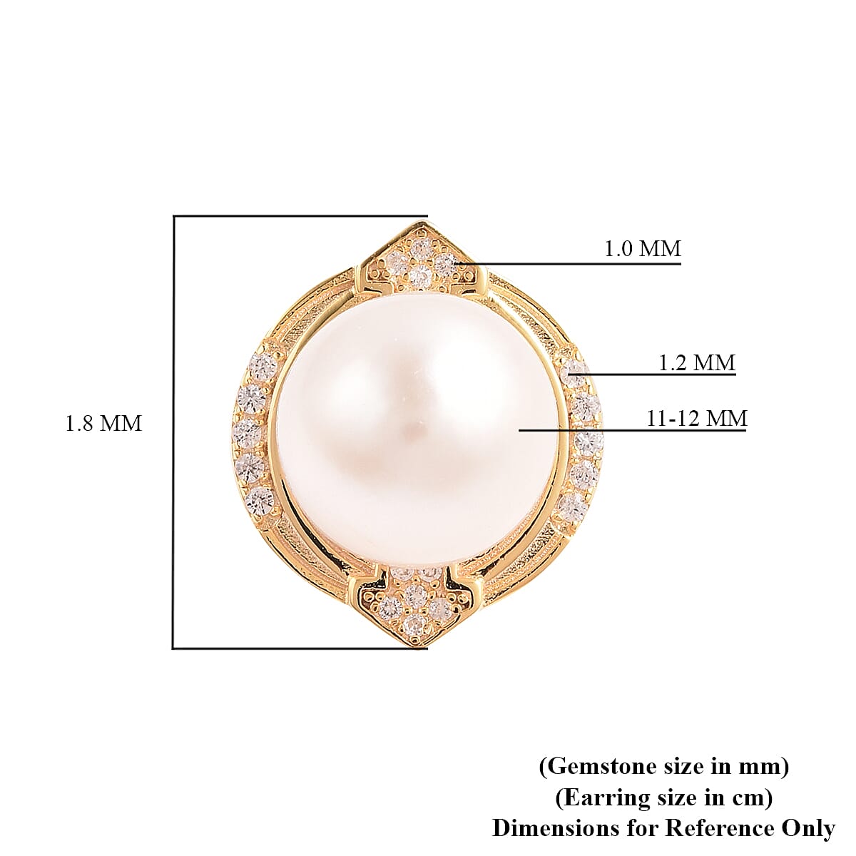 Edison Pearl and Natural Cambodian Zircon Stud Earrings (with Push Back ...