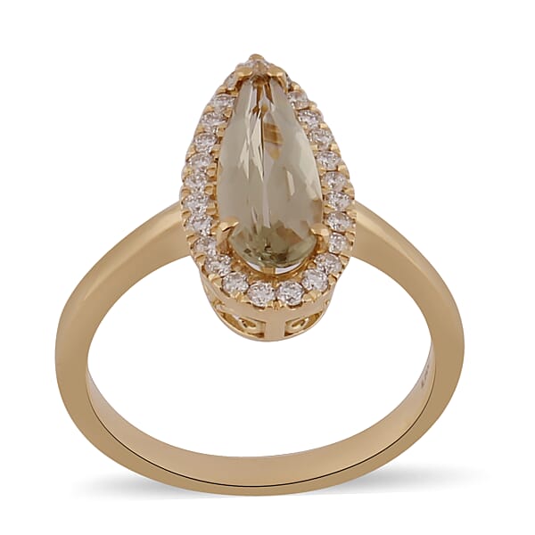 ILIANA 2.01 Ct. AAA Turkizite and Diamond Halo Ring in 18K Yellow Gold ...