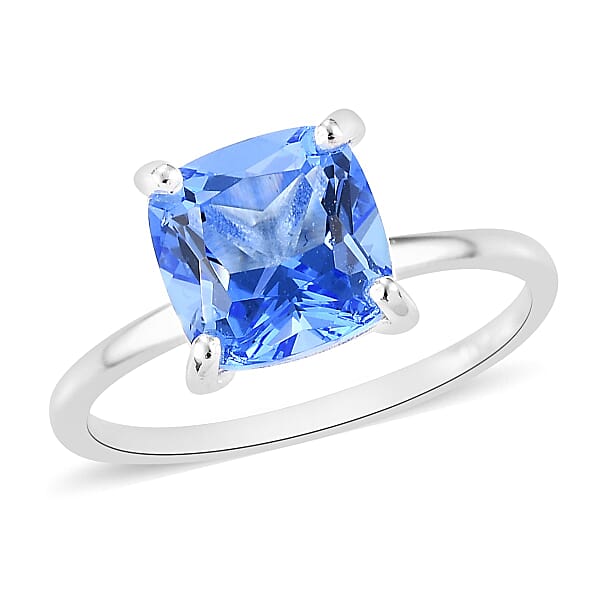 Blue Helenite Solitaire Ring in Sterling Silver 1.75 Ct. - 3693393 - TJC