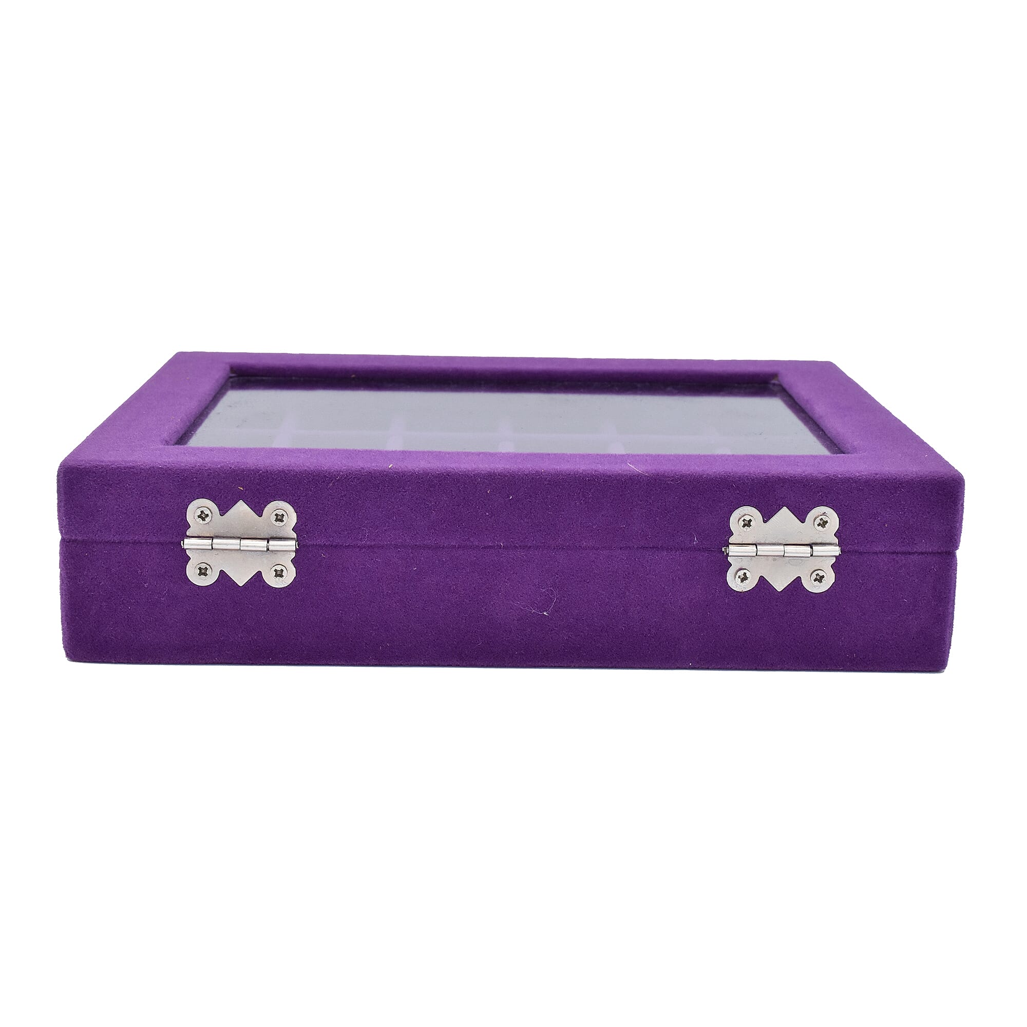 24 Sections Jewellery Box Organiser with Velvet Lining and Transparent ...