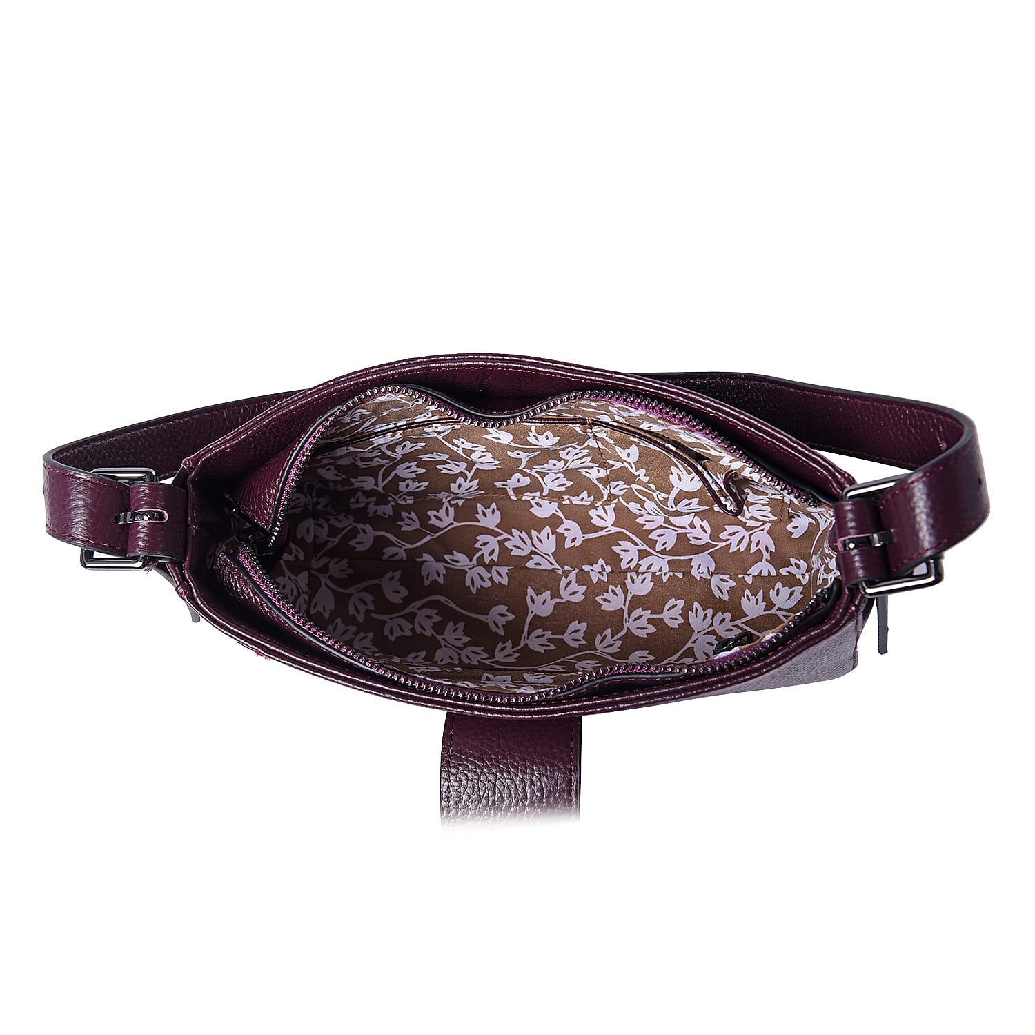 100% Genuine Leather Hobo Bag with Clasp Closure in Plum Colour ...