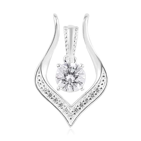 Set of 2 - Lustro Stella Sterling Silver Pendant Made with Finest CZ ...