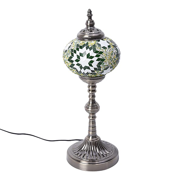 Handmade Turkish Green and Multi Colour Glass Mosaic Table Lamp with ...