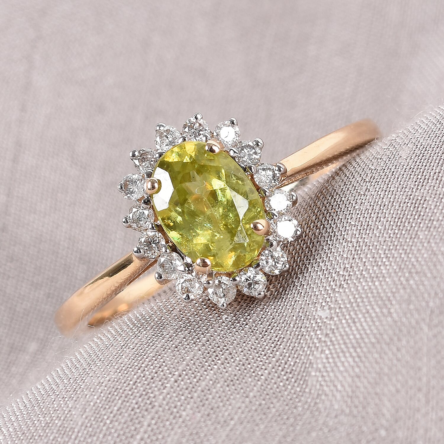 1 Ct. AA Sava Sphene and Diamond Ring 9K Yellow Gold - 3704057 - TJC