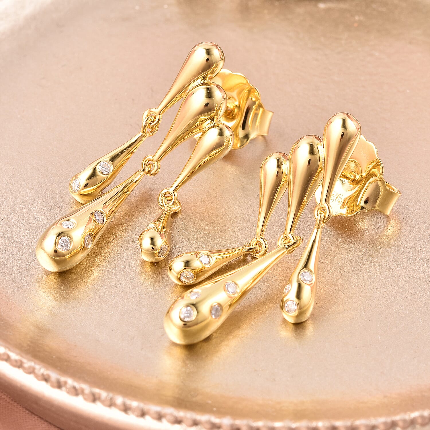 Lucy Q Drip Collection - White Moissanite Earrings (with Push Back) in ...