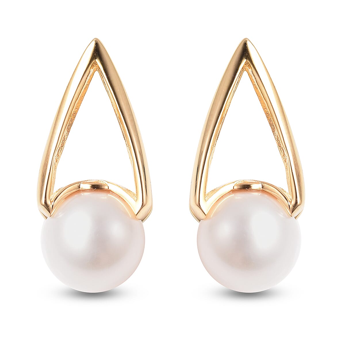 Edison Pearl Earrings in Yellow Gold Plated Sterling Silver 3710114 TJC