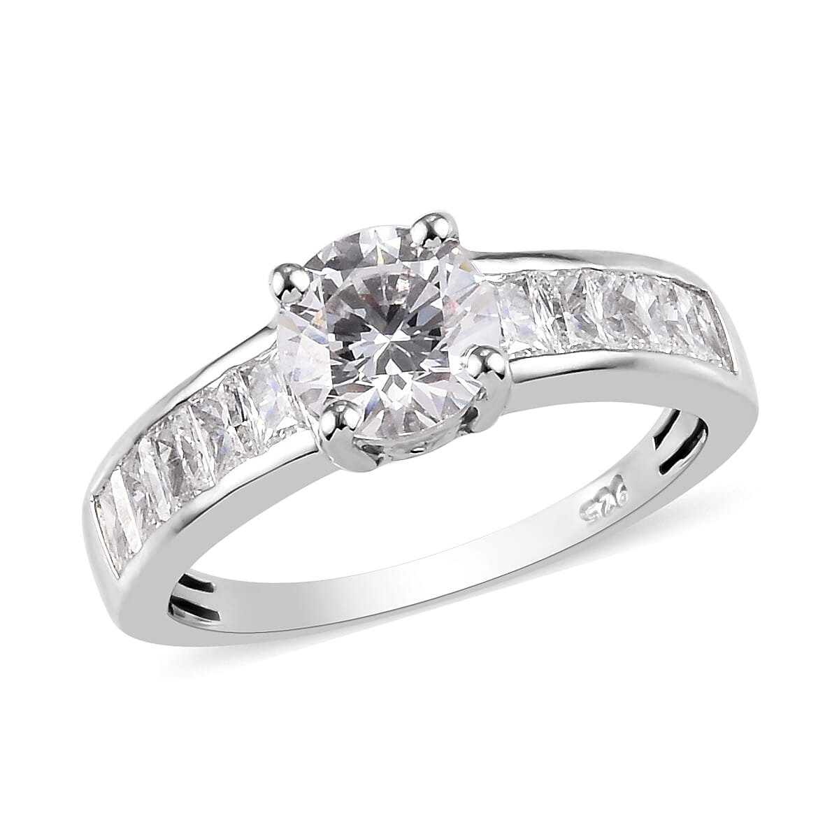 Lustro Stella Finest CZ Ring in Platinum Plated Sterling Silver - 3712689 - TJC