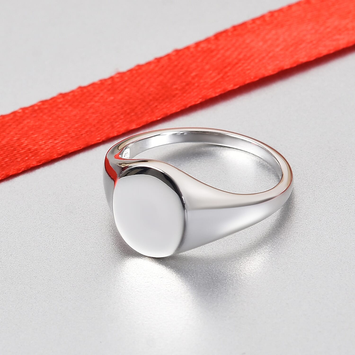 Signet Ring in Platinum Plated Sterling Silver - M3718170 - TJC