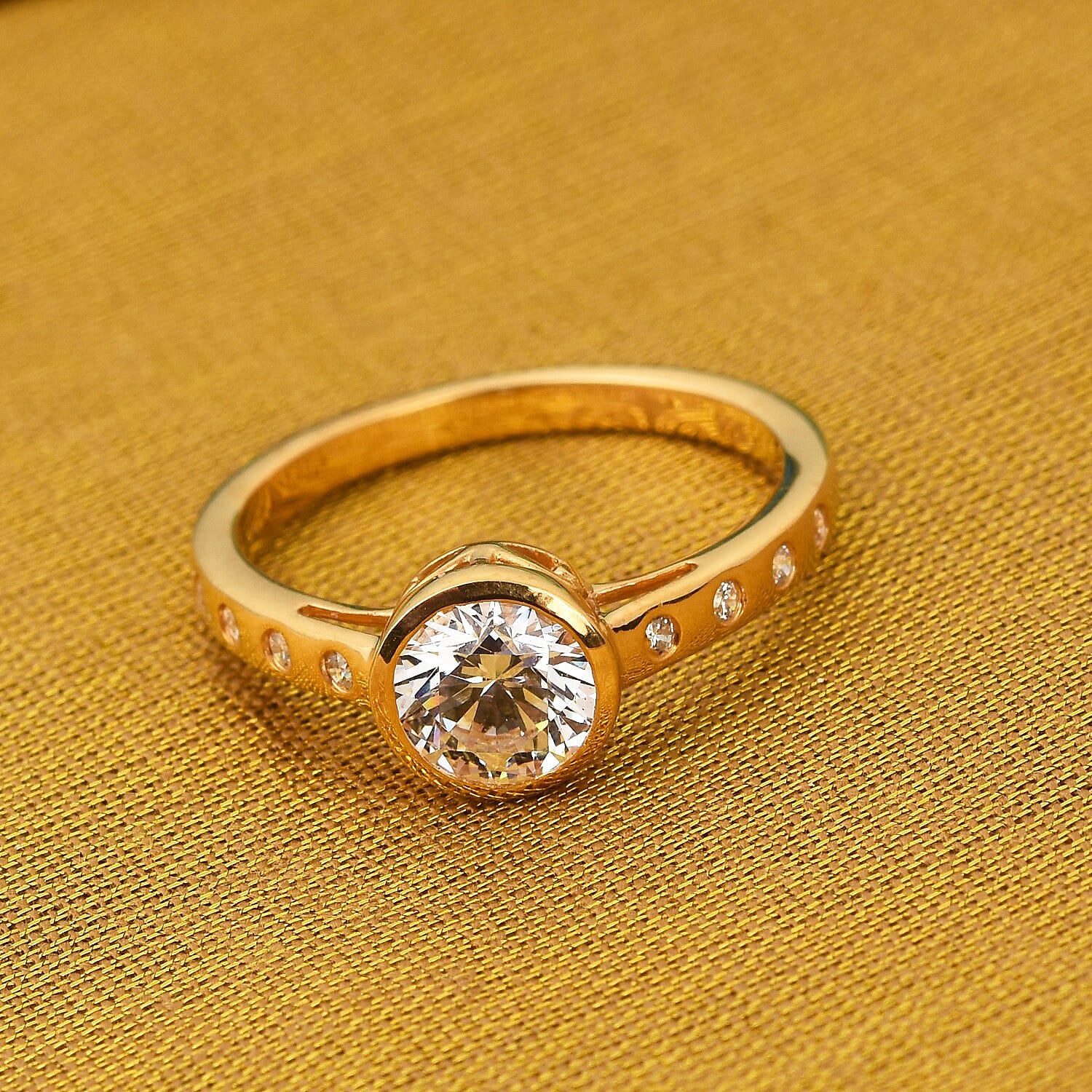 Lustro Stella 14K Gold Overlay Sterling Silver Ring Made with Finest CZ ...