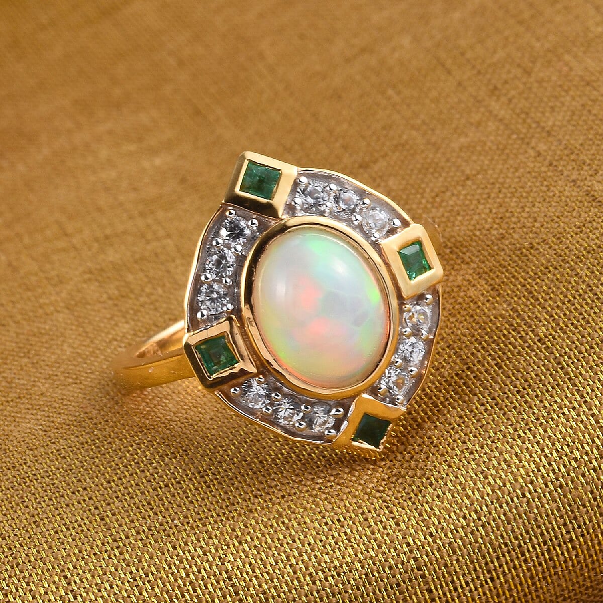 1.86 Ct. Ethiopian Welo Opal, Kagem Zambian Emerald and Natural ...