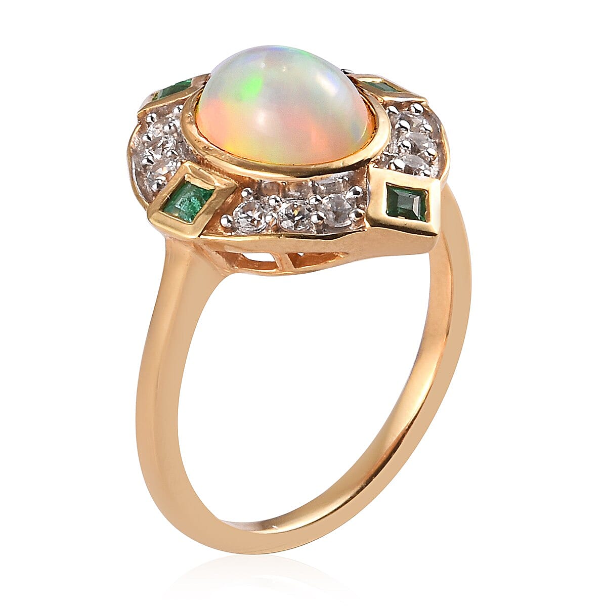 1.86 Ct. Ethiopian Welo Opal, Kagem Zambian Emerald and Natural ...