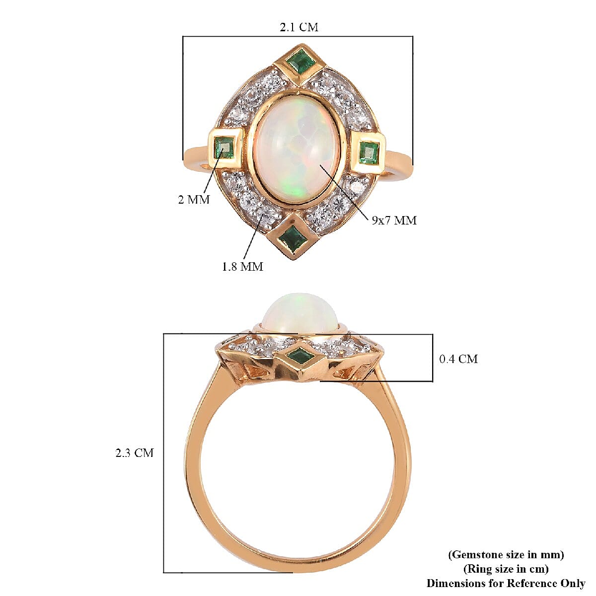 1.86 Ct. Ethiopian Welo Opal, Kagem Zambian Emerald and Natural ...