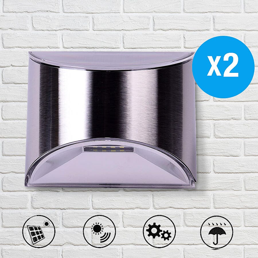 HOMESMART Set of 2 - Solar Motion Sensor Wall Light - Silver - 3734972 ...