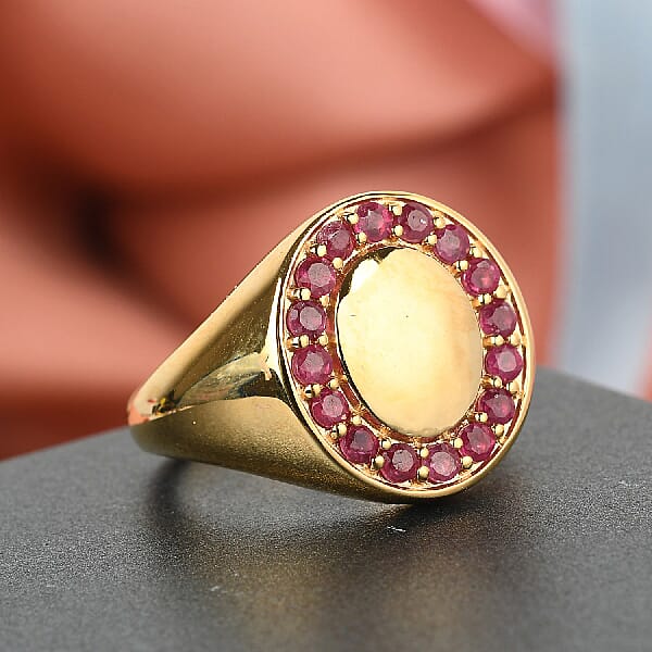 2 Ct. Ruby Circle Ring in 14K Gold Plated Sterling Silver - M3744610 - TJC