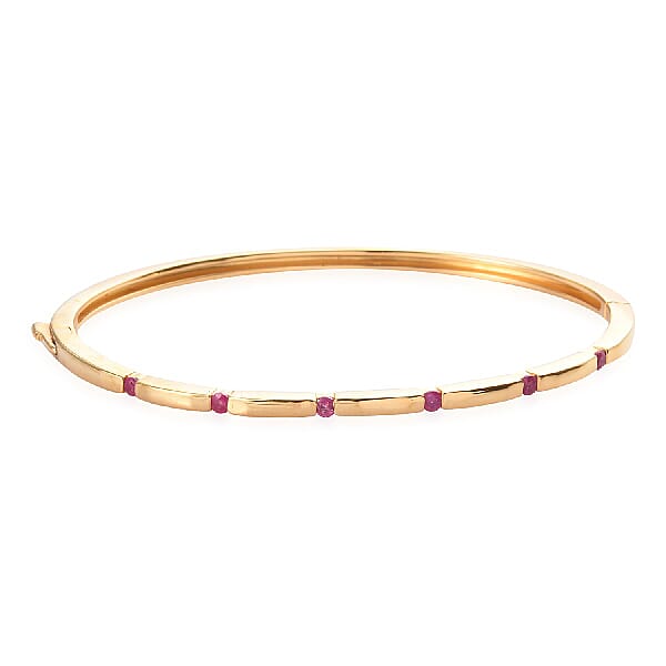 African Ruby Stacker Bangle in 14K Gold Overlay Sterling Silver 7.5 ...