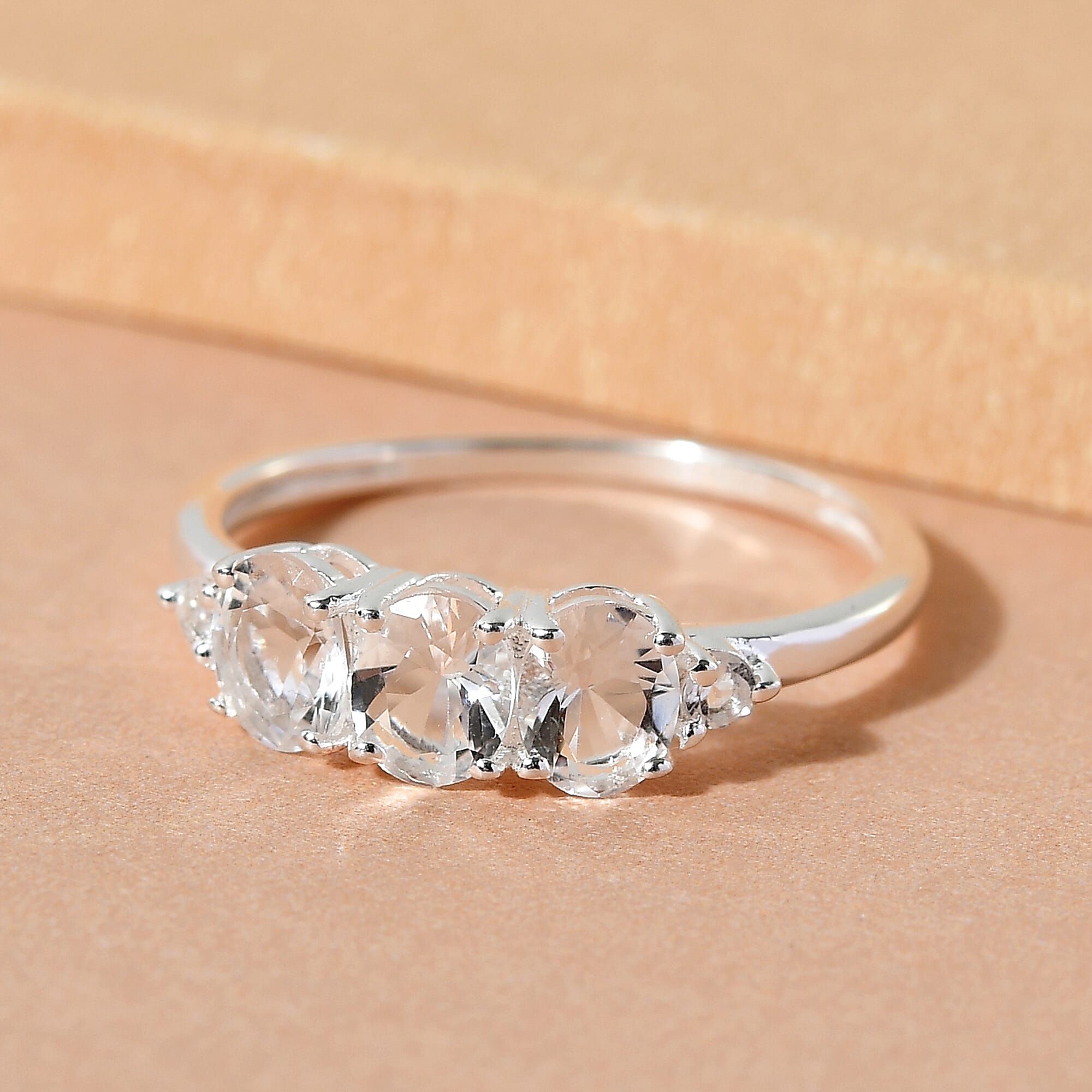 0.38 Ct. Petalite 3 Stone Ring in Sterling Silver - 3798605 - TJC