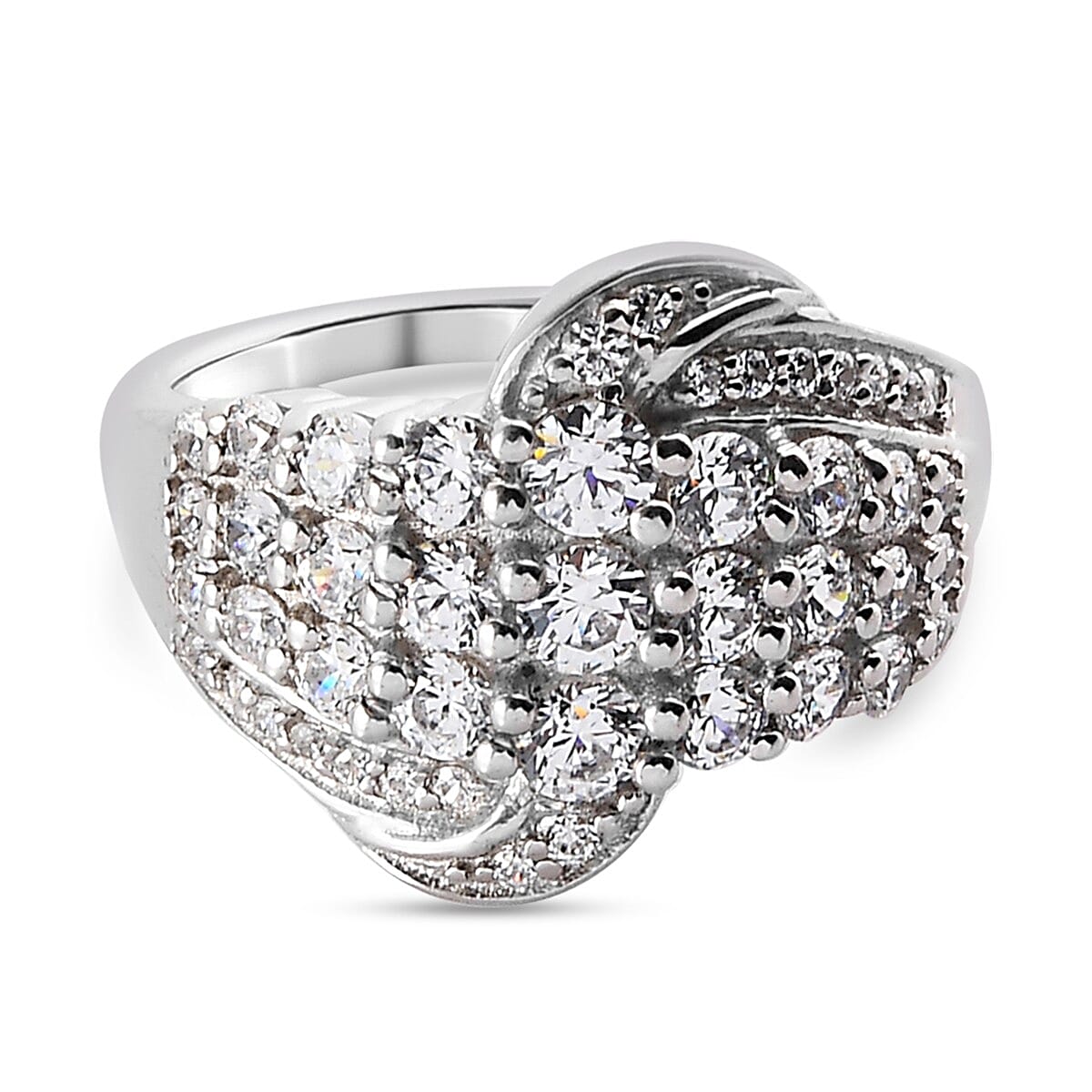 Lustro Stella Made with Finest CZ Cluster Ring in Platinum Plated ...