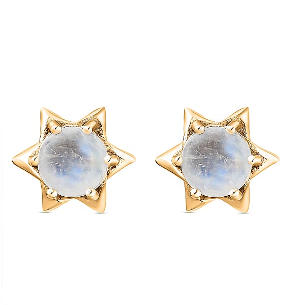 2.13 Ct. Star Inspired Solitaire Rainbow Moonstone Stud Earrings in ...