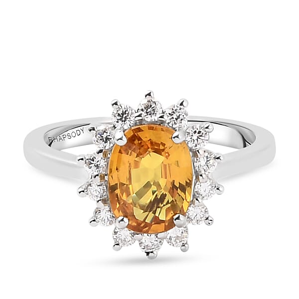 RHAPSODY 950 Platinum AAAA Yellow Sapphire and Diamond (VS/E-F) Ring 3. ...