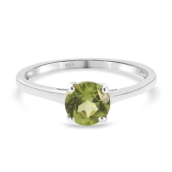 1 Ct. Peridot Solitaire Ring in Platinum Plated Sterling Silver ...