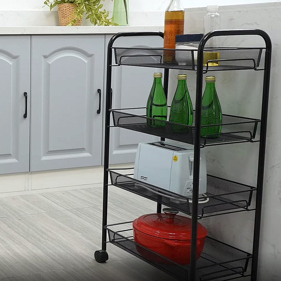 Classic Four Tier Storage Trolley - Black - 3819239 - TJC
