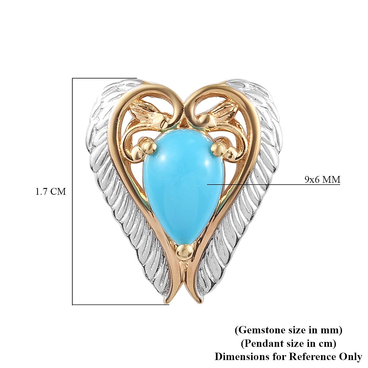 2 ct. Angel Wing Sleeping Beauty Turquoise Pendant in Gold and Platinum ...