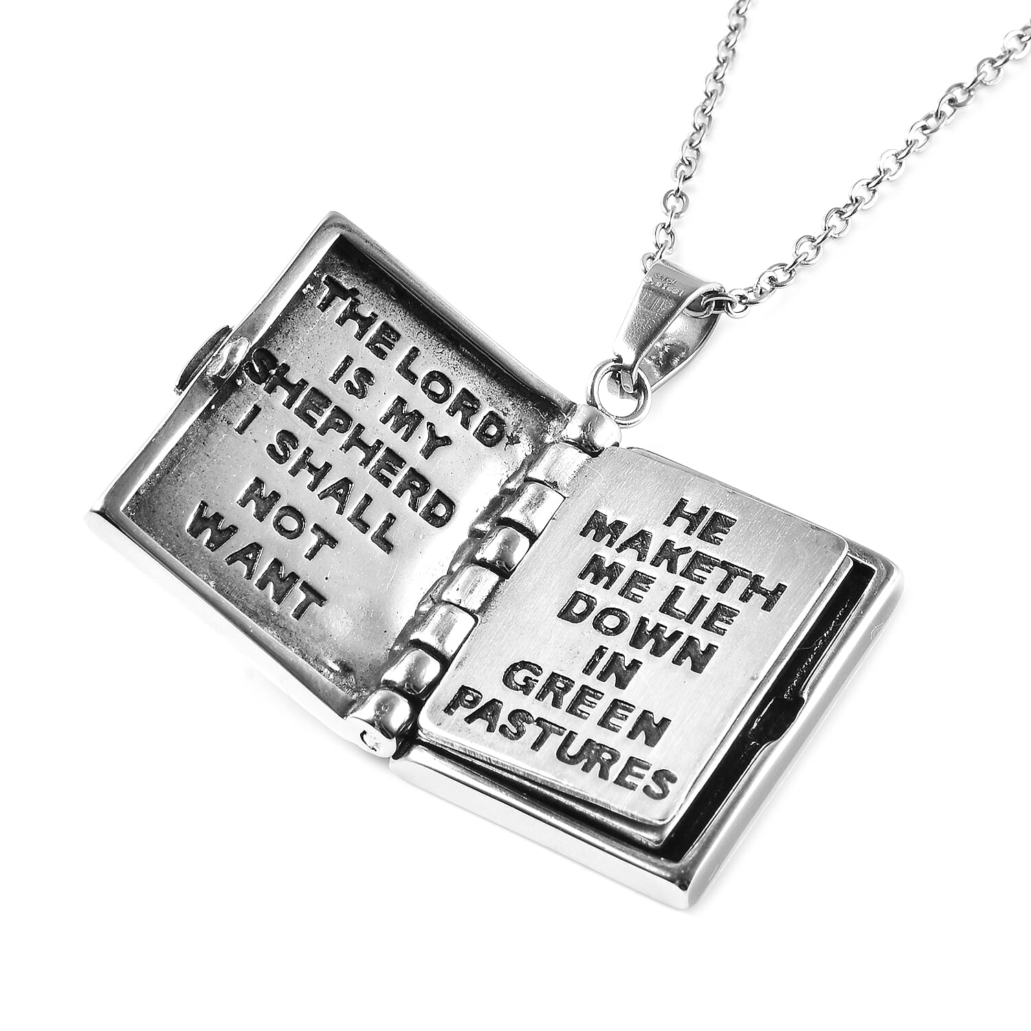 Holy Bible Pendant with Chain in Stainless Steel - 3834773 - TJC