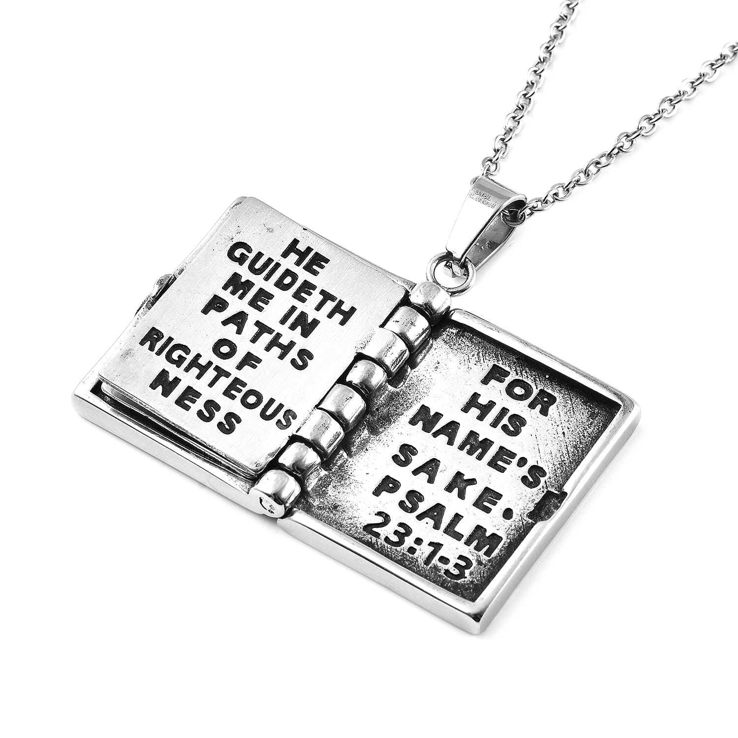 Holy Bible Pendant with Chain in Stainless Steel - 3834773 - TJC