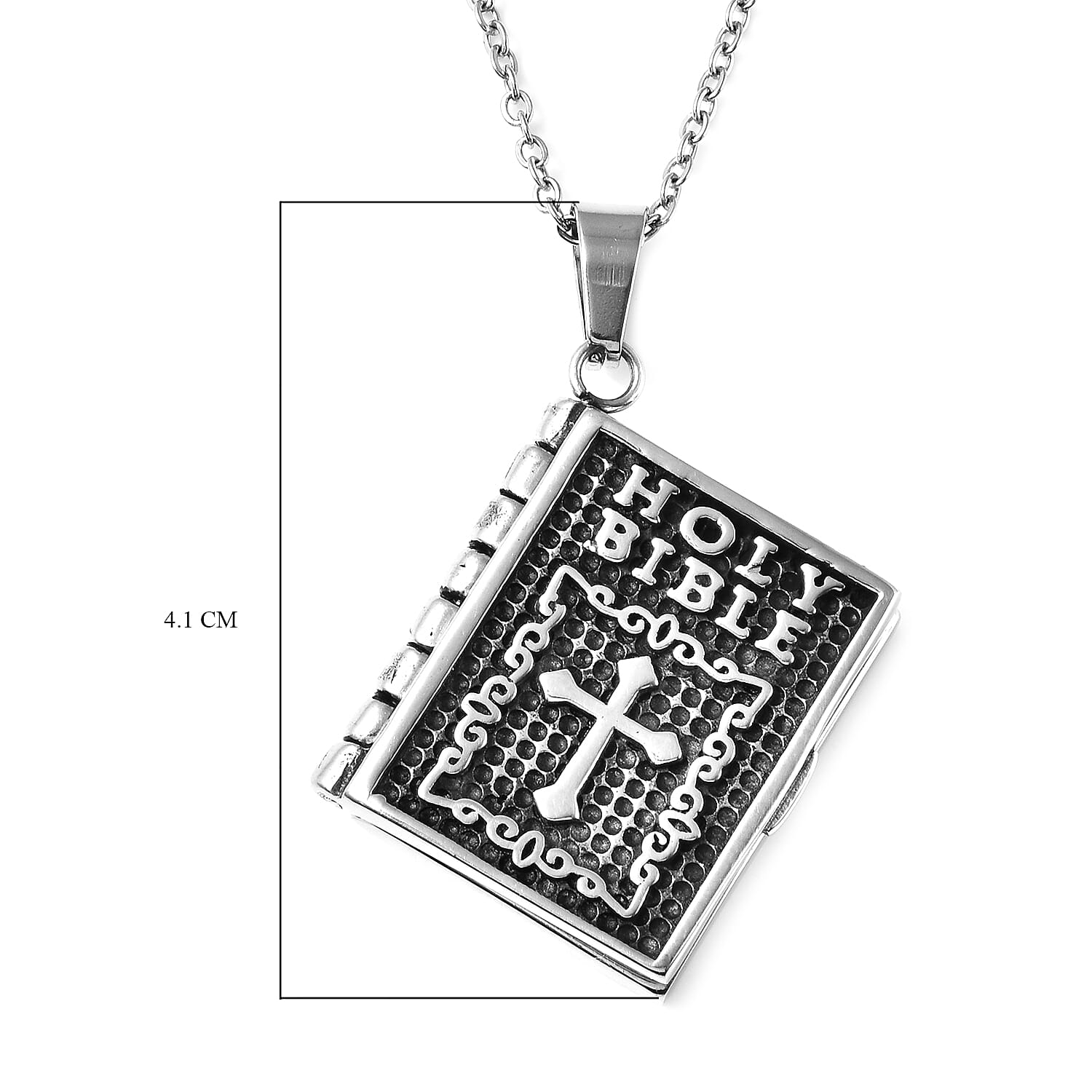 Holy Bible Pendant with Chain in Stainless Steel - 3834773 - TJC